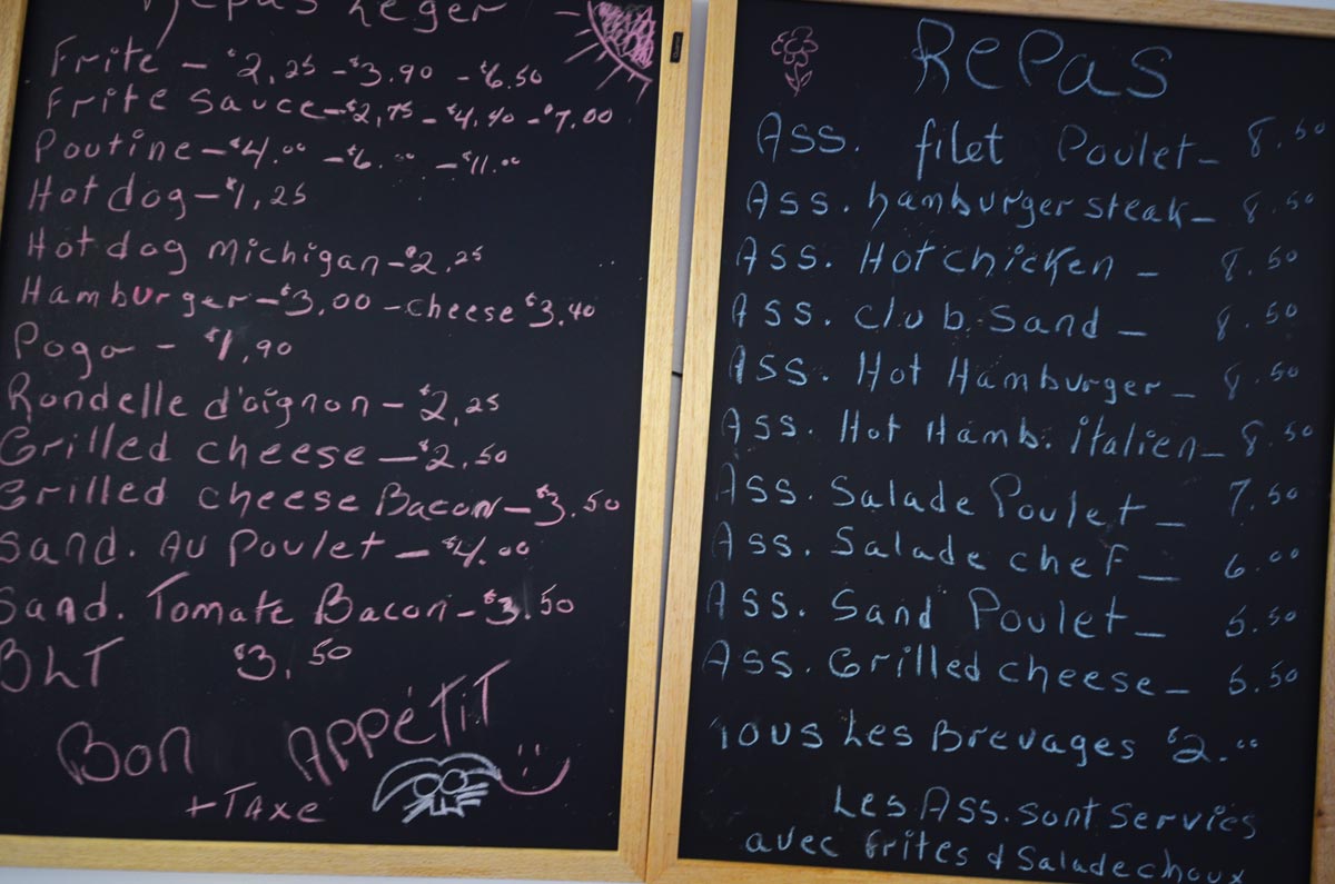 Casse-croûte menu Chez Line